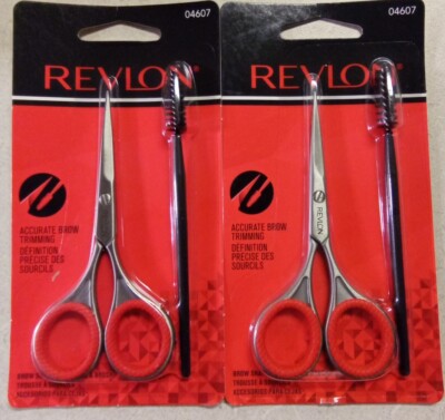 Lot 2 Revlon Brow Shaping Scissor & Brush Trimming Kit Accurate Brow ...
