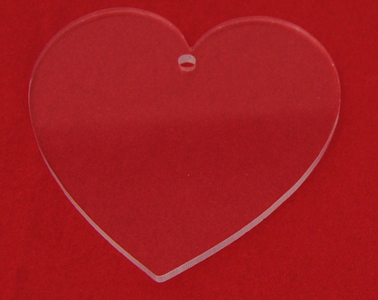 2.5" Diameter Clear Laser Cut Acrylic Heart with hole for keychain 1/8 ...