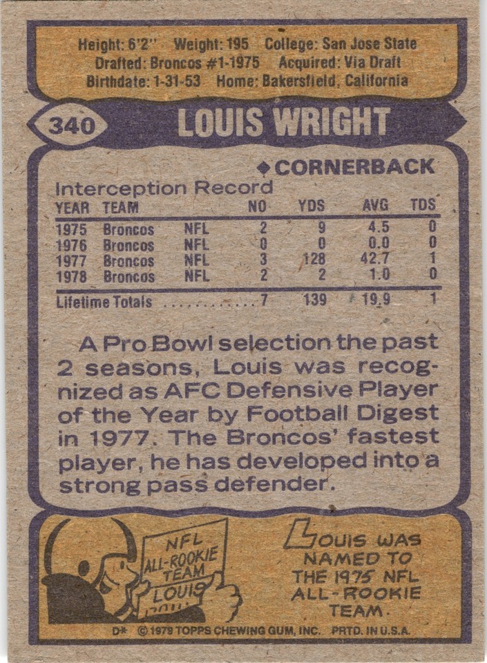 1979 Topps #340 Louis Wright Great! | eBay