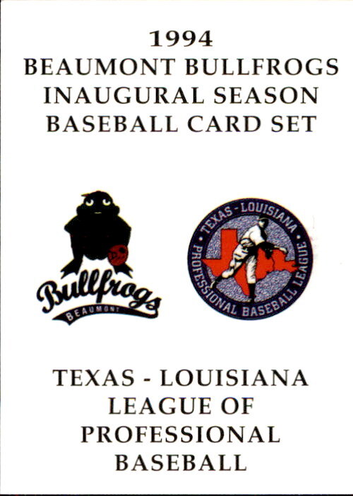 1994 Beaumont Bullfrogs Collect-A-Sport #1 Team Logo Checklist NM ...