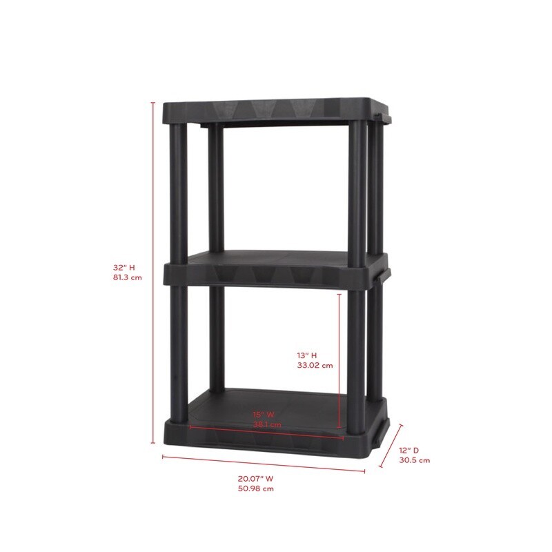 150lb 3-Tier Plastic Shelving Unit Capacity Freestanding Storage Garage ...