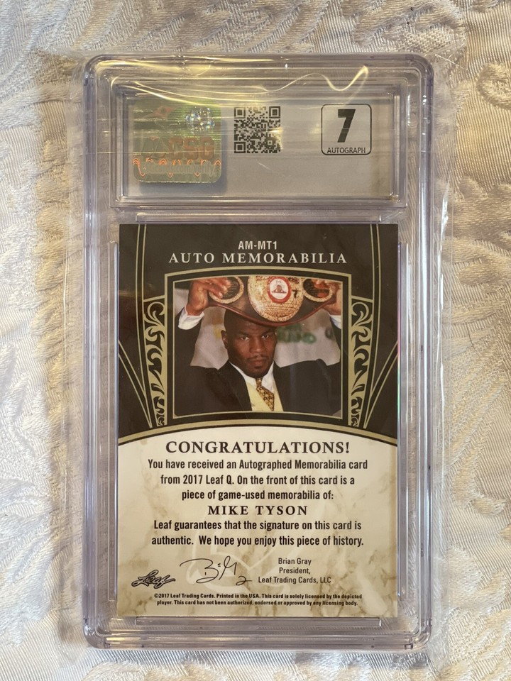 2017 Leaf Q Memorabilia Mike Tyson PATCH AUTO /15 #AM-MT1 CSG 9 MINT | eBay