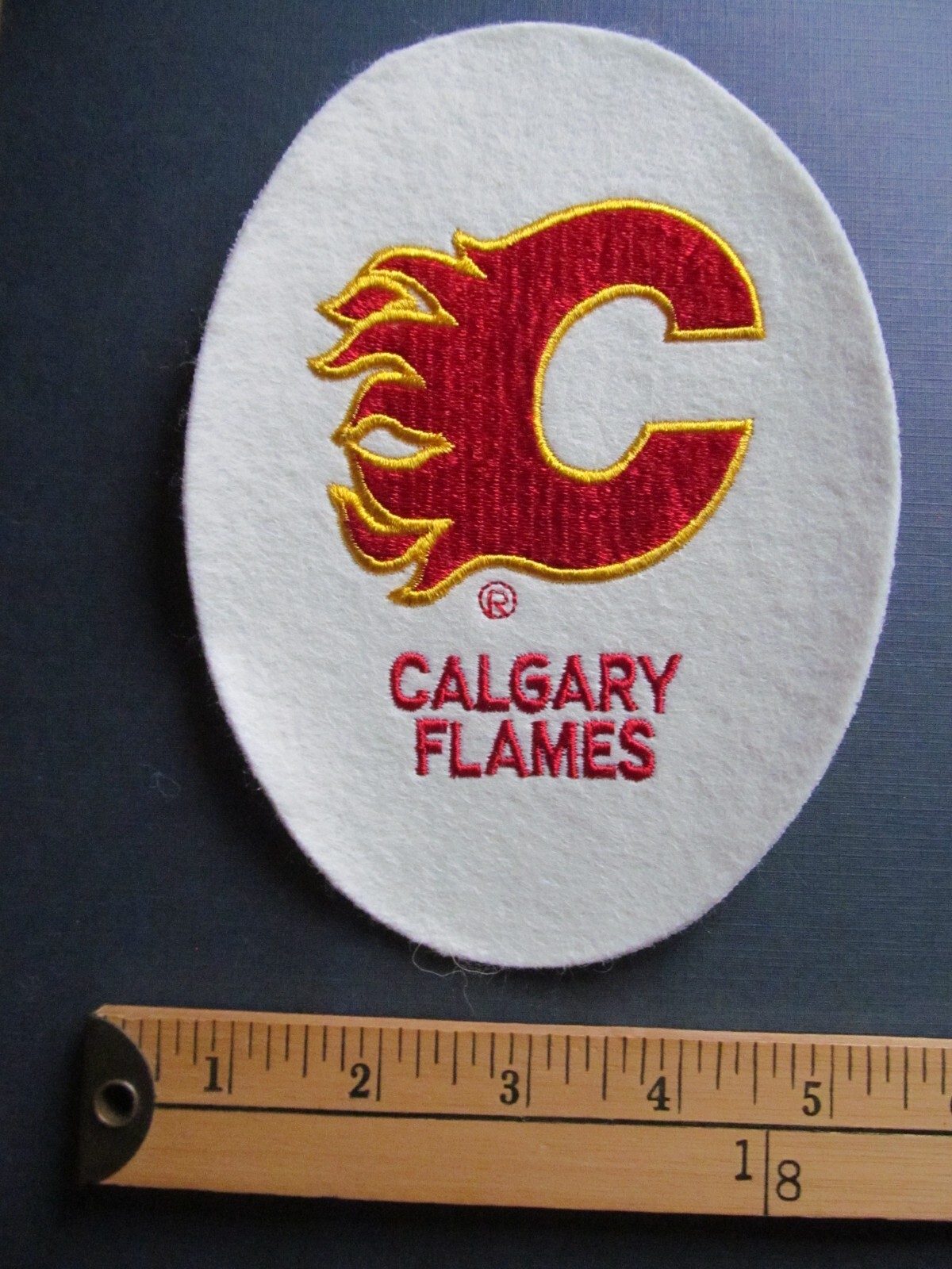 1 RARE 80s VARSITY STYLE NHL CALGARY FLAMES ATLANTA HOCKEY LOGO PATCH ...