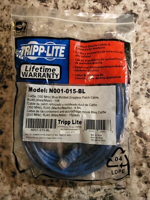 Ethernet Cable 15 foot Tripp-lite Patch Cable Model# N001-015-BL | eBay