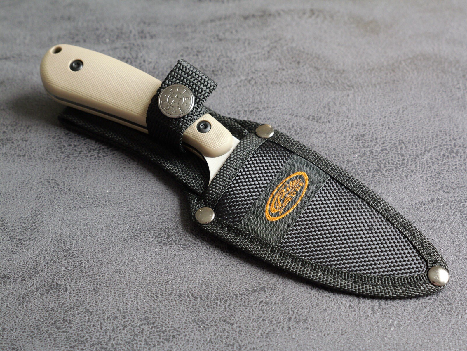 7” Mini Fixed Blade Knife Heavy Duty Full Tang Nylon Sheath Tan Scales ...
