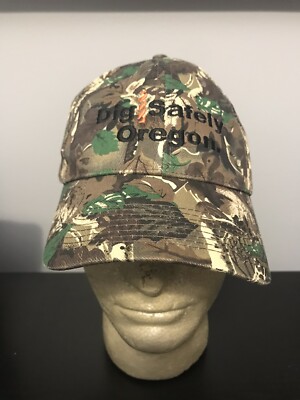VINTAGE Dig Safely Oregon Camouflage Hunting Baseball Cap Trucker Hat ...