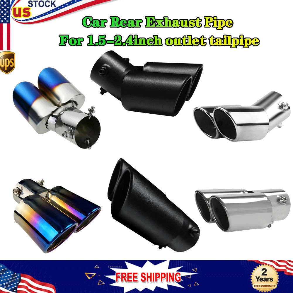 Car Rear Dual Exhaust Pipe Tail Muffler Tip Car Replace Kit Blue Black ...