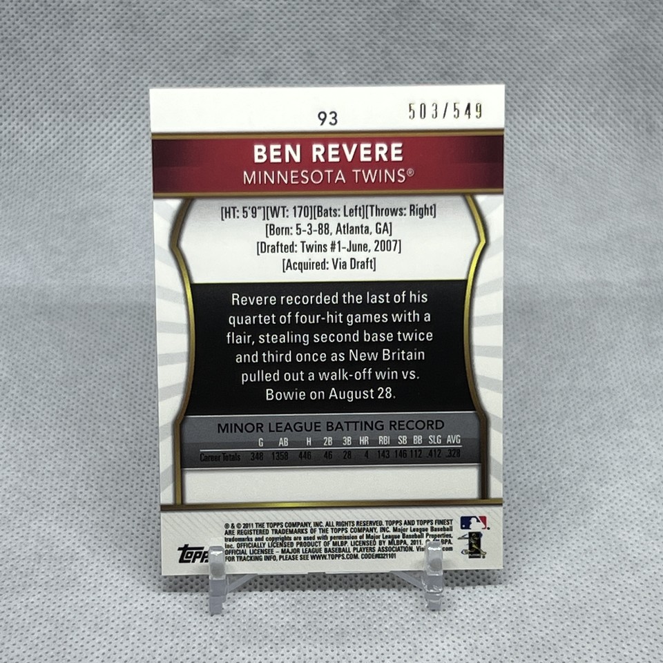 2011 Finest Ben Revere #93 Refractors /549 Minnesota Twins Baseball ...