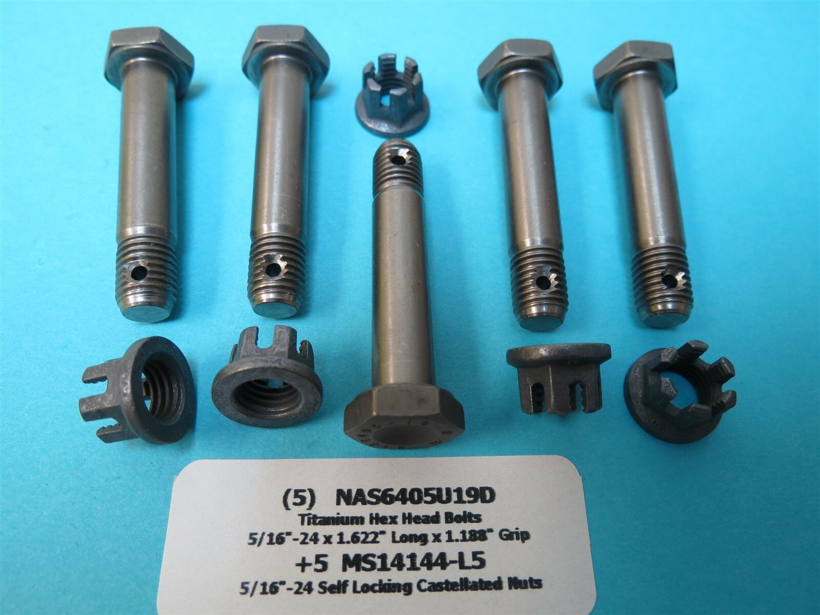 5/16 x 1.622 NAS6405U19D Titanium Bolts 5 +5 Light Weight MS14144L5 ...