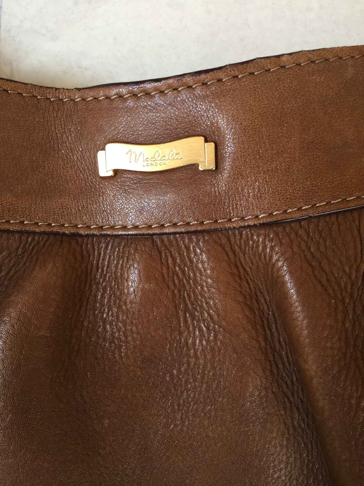 Modalu London Leather Handbag Bag. Colour Tan with Gold Rings Studs | eBay