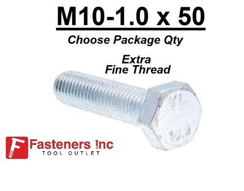 M10-1.0 x 50mm Grade 10.9 Hex Cap Screw Bolts Metric Zinc EXTRA FINE ...