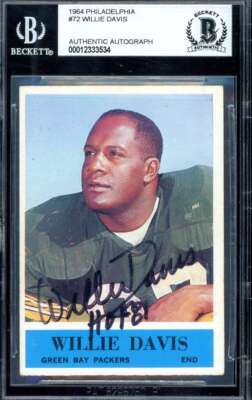Willie Davis Beckett BAS Signed 1964 Philadelphia Gum Rookie Autograph ...