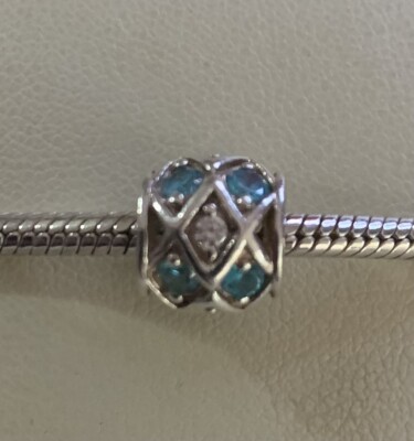 MICHAEL HILL EMMA & ROE BLUE AND CLEAR CUBIC ZIRCONIA CHARM - STERLING ...