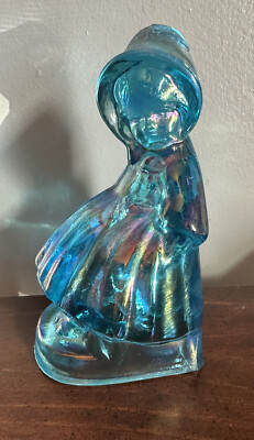 Vintage Iridescent Blue Glass Bookend LE Smith Glass | eBay