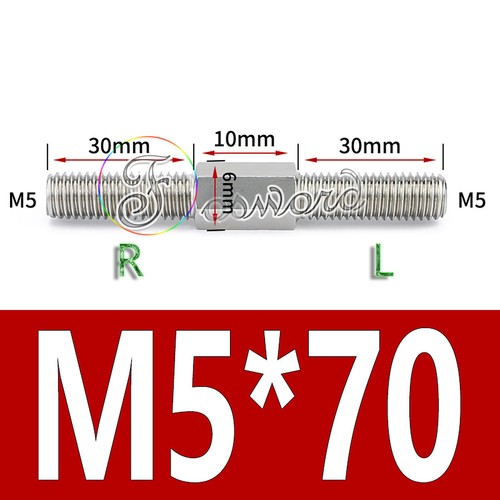 Double End Threaded Stud Screw Bolts 304 Stainless Steel Right Left Nut ...