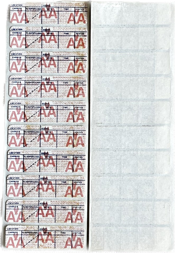 (2) Vintage American Airlines AA Ticket REVAL Stickers Sheets of 10 ...