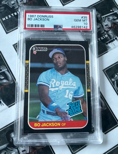 1987 Donruss Bo Jackson PSA 10 Rated Rookie Baseball Card #35 Royals ...