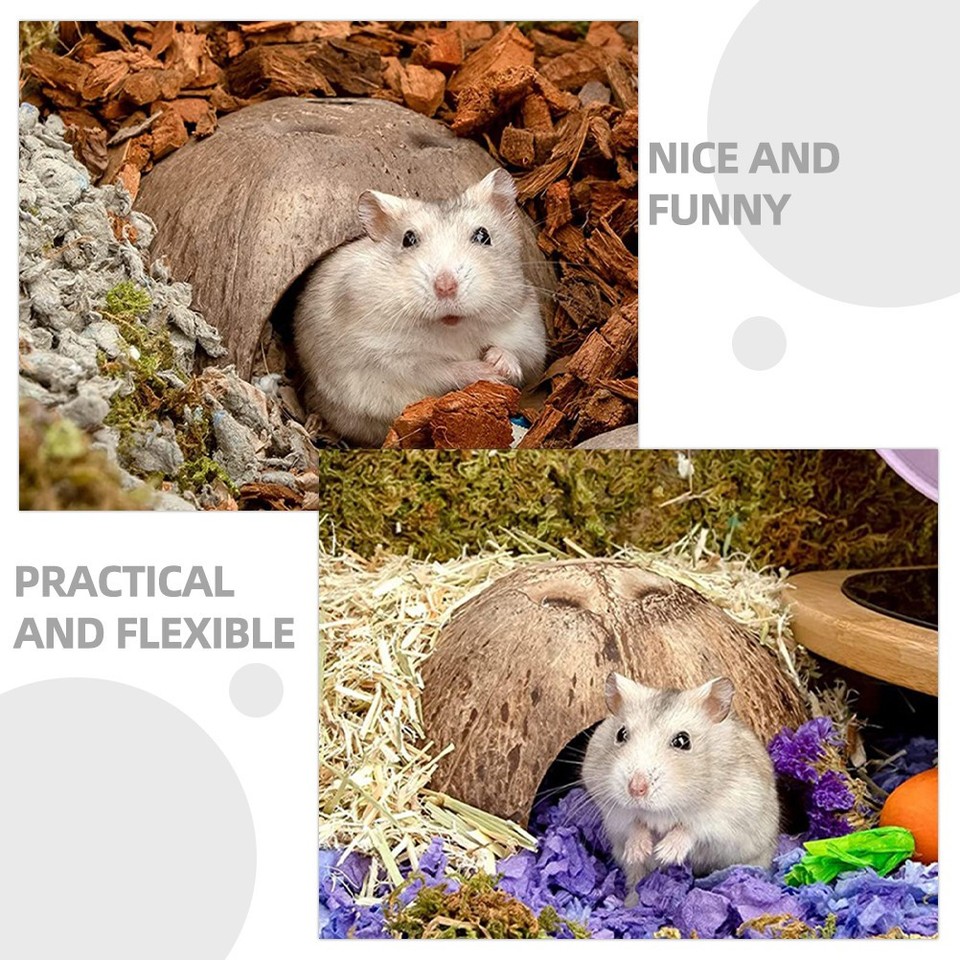 3pcs Hamster Hideout Coconut Shell Rat Cave Decorative Rat Hideout Rat ...