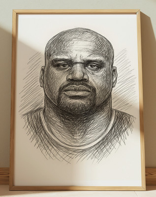 SHAQUILLE O'NEIL DRAWING PRINT PORTRAIT SKETCH 8" x 10" LOS ANGELES ...
