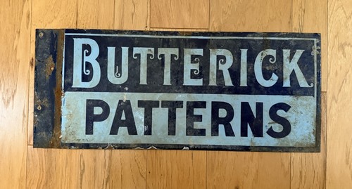 Antique Butterick Patterns Sewing Porcelain Enamel Sign Advertising As ...