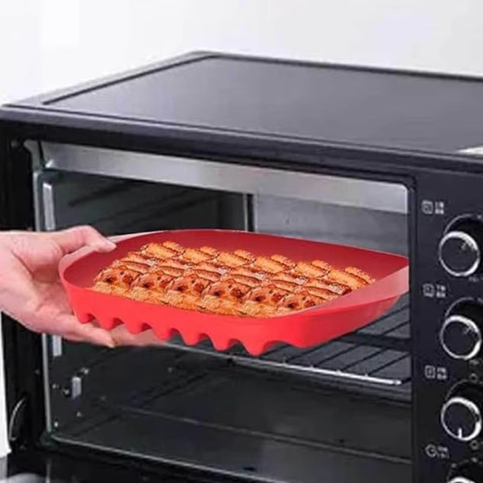 With Lid Microwave Bacon Pan Wave Anti-stick Design Red Microwave Bacon ...