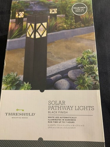 Threshold Quality and Design Solar Pathway Lights 6 Pack Black Finish ...