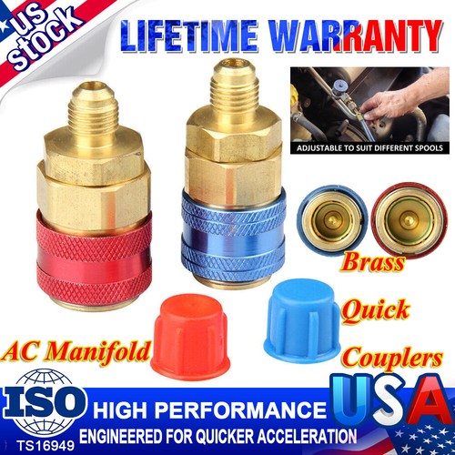 Auto HVAC Quick Couplers Brass Adapters Low High Side AC Manifold ...