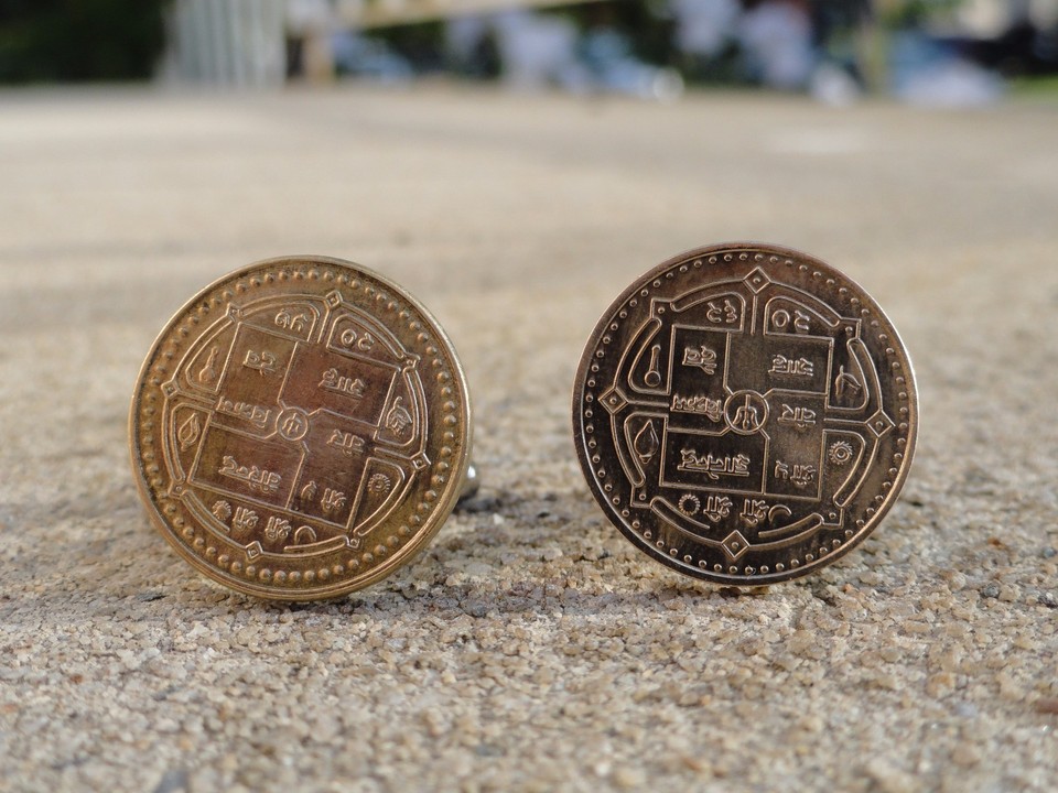 Nepali Rupee Coin Cufflinks -- Coin Money Nepal Jewelry Everest Asian ...
