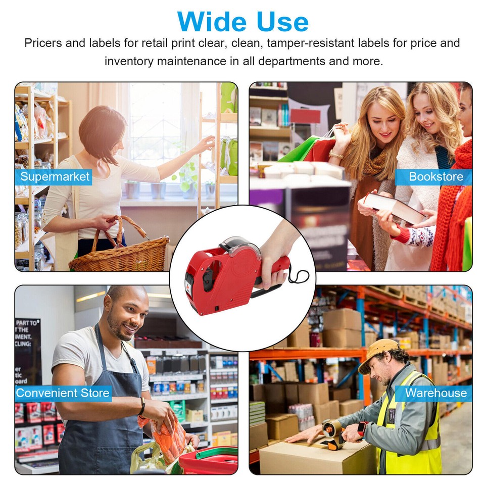 MX-5500 8 Digits Price Tag Gun Marking Machine w/Sticker Labels Ink ...