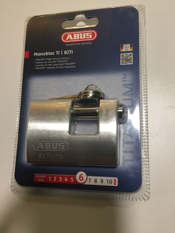 Authentic ABUS 82TI/70 Titalium Special Aluminium Monoblock Padlock ...