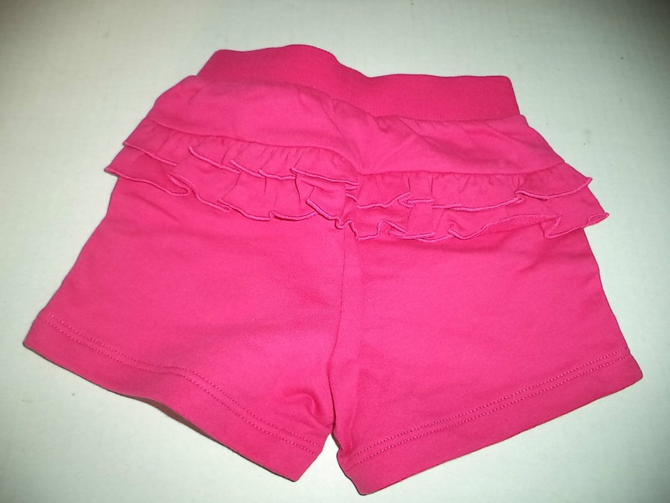 Girls Pink Shorts Size 9 Months Elastic Waist Band With Ruffle On The ...