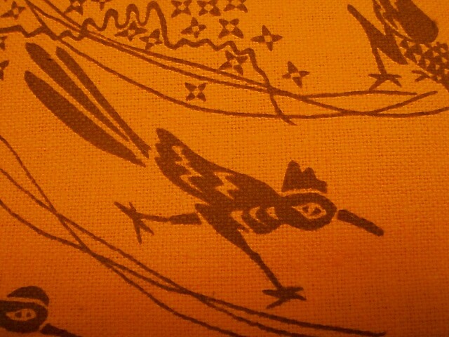 VTG HARWOOD STEIGER TABLECLOTH MCM ROADRUNNER CACTUS BURNT ORANGE ...