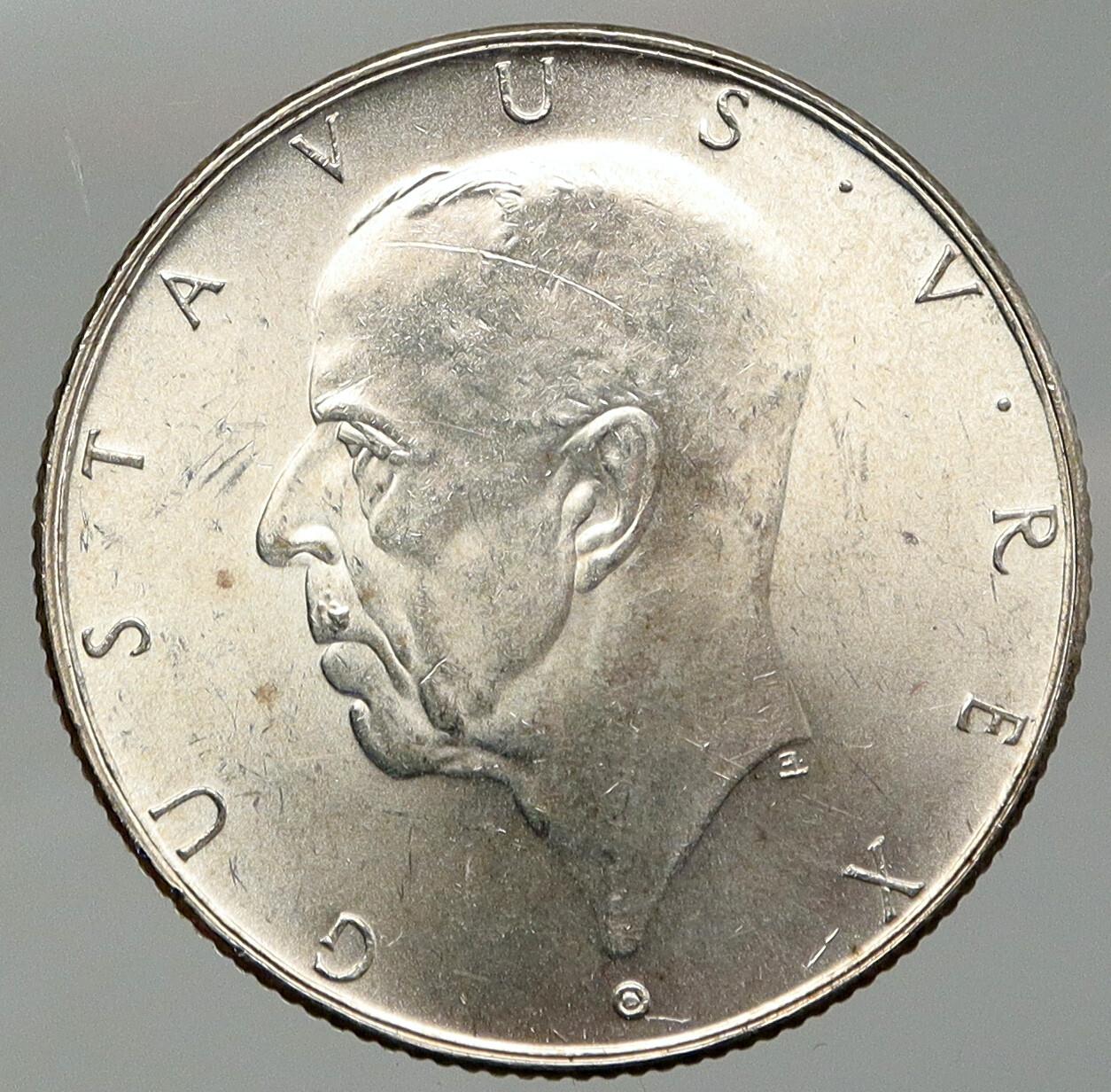 1938 G SWEDEN w GUSTAV V ADOLF SWEDISH LARGE Antique Silver 2 Kronos ...