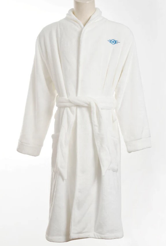 Fallout 4 76 New Vegas Vault Tec White Bathrobe Embroidered Logo /w ...