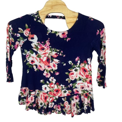 Altar'd State Caydin Tunic Boho Gauze Blue Flower With Ruffle Size M ...