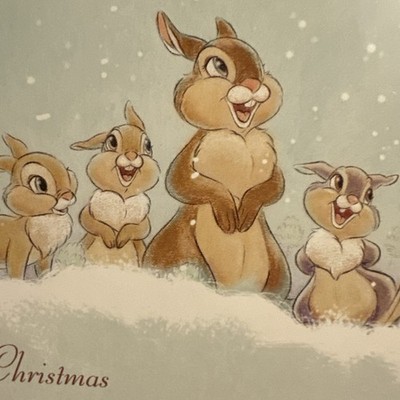 Vtg Christmas Card Bunny Rabbit Disney Thumper From Bambi | eBay