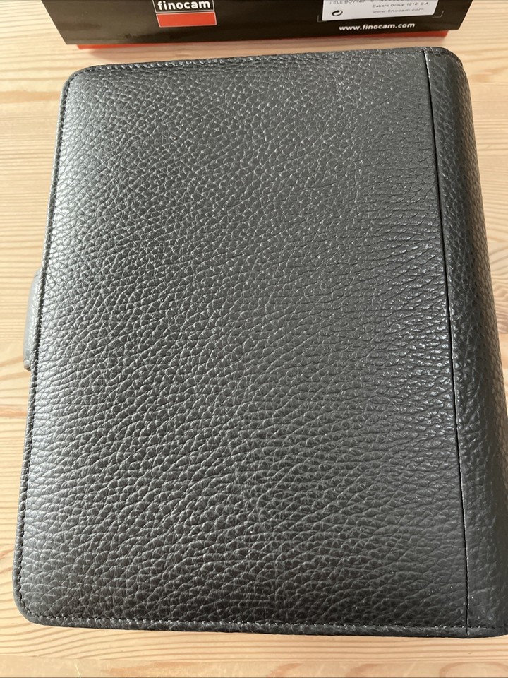 ORGANISER-FINOCAM-SOFT BLACK PEBBLED LEATHER, FILOFAX PERSONAL SIZE ...