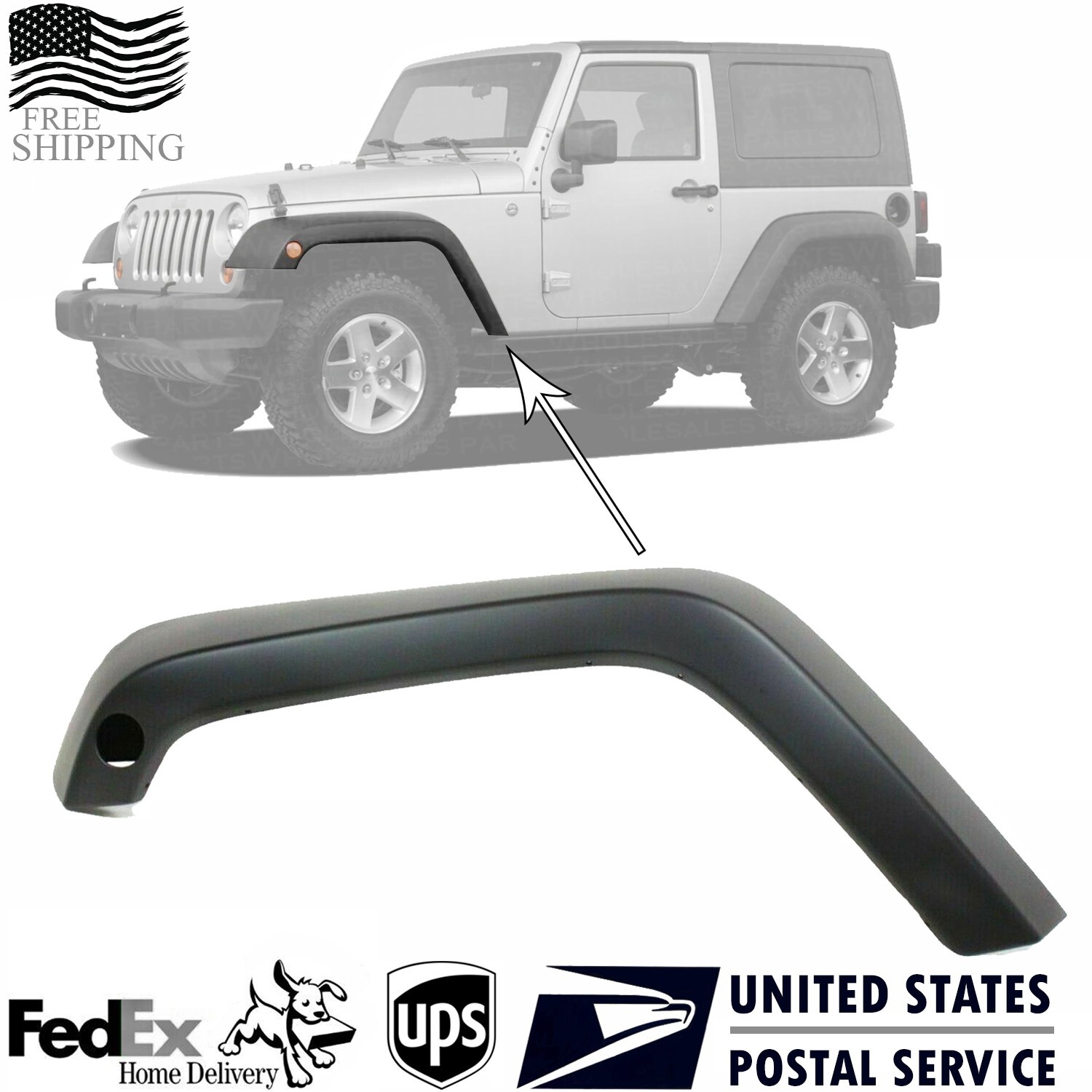 New Front Left Driver Side Fender Flare Primed For 2007-2017 Jeep ...