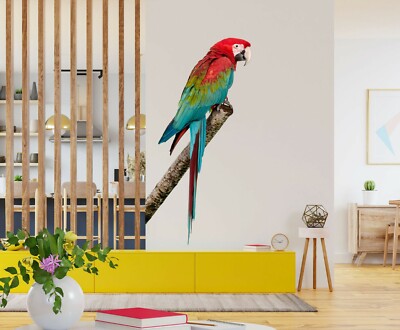 3D Red Parrot A594 Animal Wallpaper Mural Poster Wall Stickers Decal ...