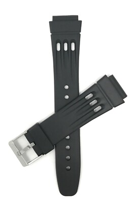 Bandini Black Rubber Sports Watch Band Strap, 3 Grooves,, 2 Pins,18mm ...