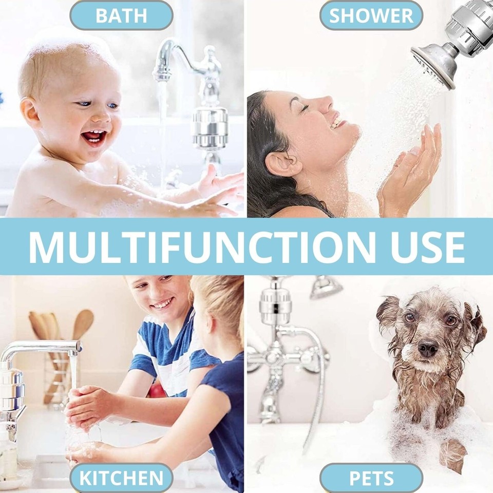 15 Stage Shower Head Water Filter for Hard Water & Chlorine Water ...