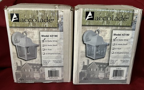 Accolade Outdoor Wall Light Fixture Matte White Model Z190 Set of 2 NIB ...