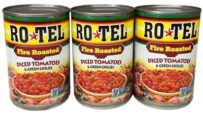 Rotel Fire Roasted Diced Tomatoes & Green Chilies 10 oz (3 Cans) | eBay