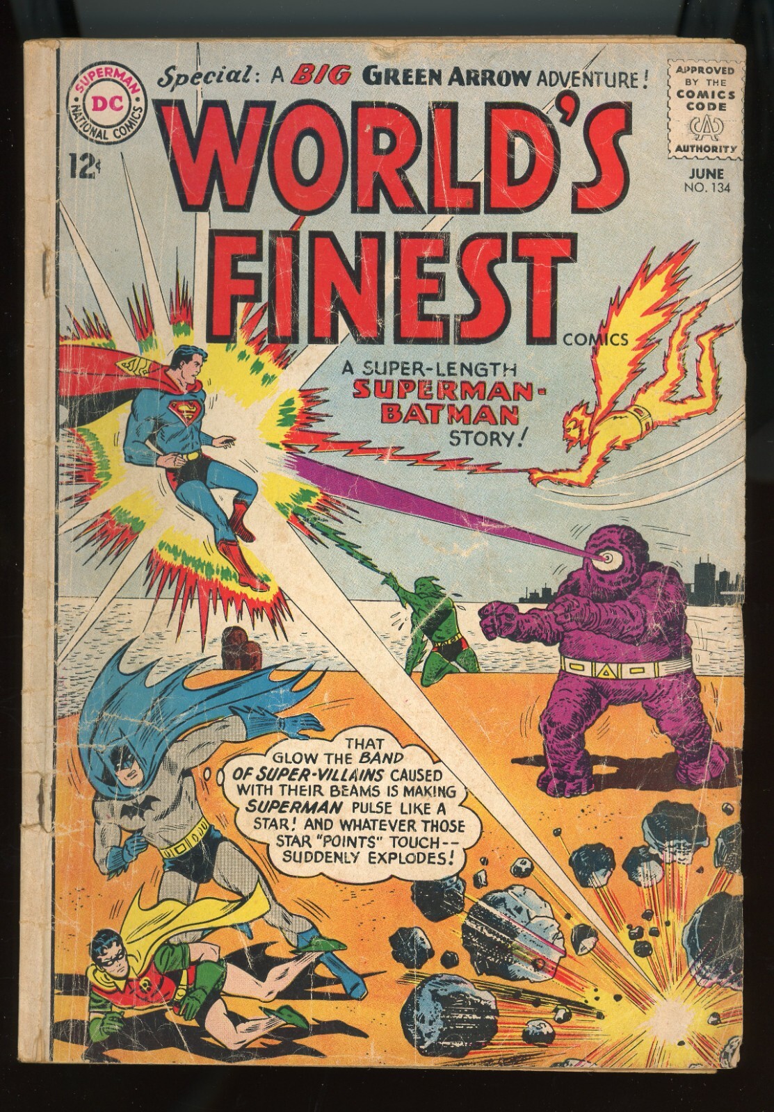 WORLD'S FINEST #134 SUPERMAN, BATMAN, BAND OF SUPER VILLAINS, GREEN ...