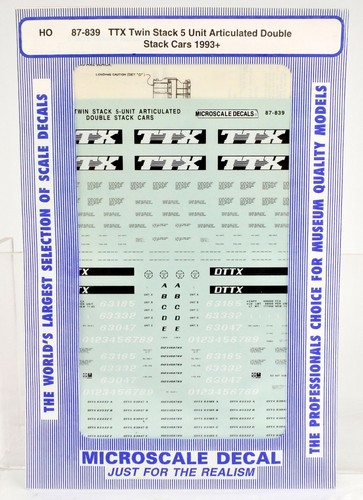 MICROSCALE HO SCALE 87-839 TTX TWIN STACK 5 UNIT DOUBLE STACK CARS ...