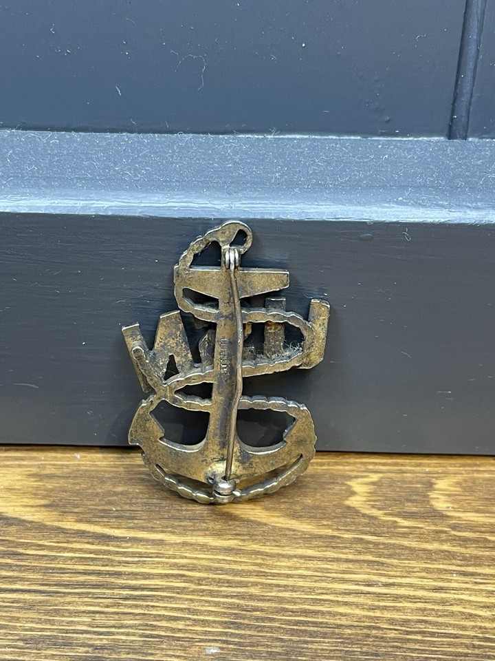 WWI STERLING US Navy CPO Chief Petty Officer Cap Hat Badge Pin USN ...