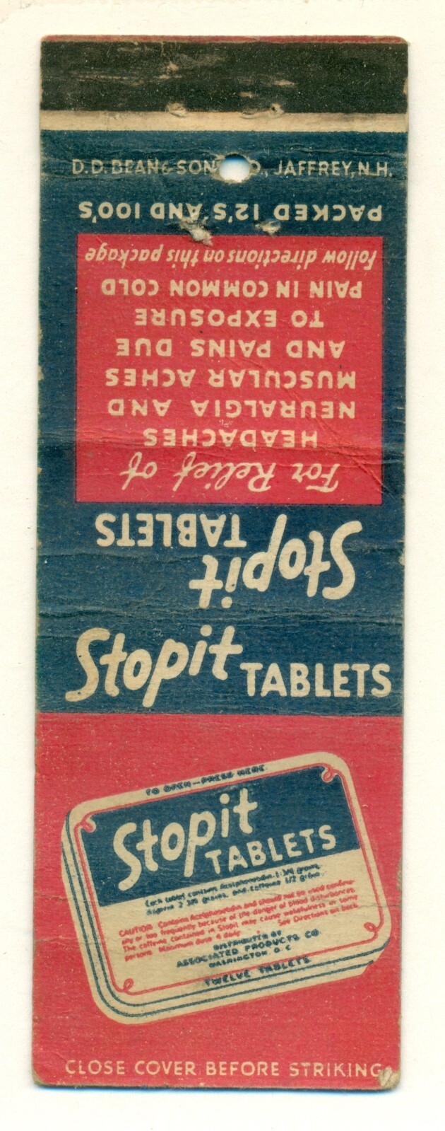 VTG Match Book Cover Stopit Tablets MC1. | eBay