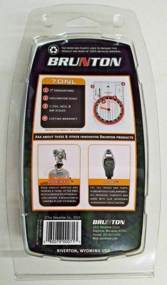 Brunton 7DNL Baseplate Map Compass With Declination Scale 80078000713| eBay