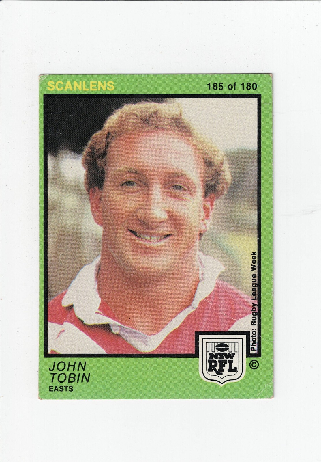 1982 Scanlens Rugby League John Tobin #165 (Easts Roosters) | eBay ...