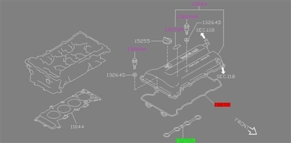 Genuine Nissan Rocker Cover Gasket Kit "P12, T30" SR20VE SR20VET ...